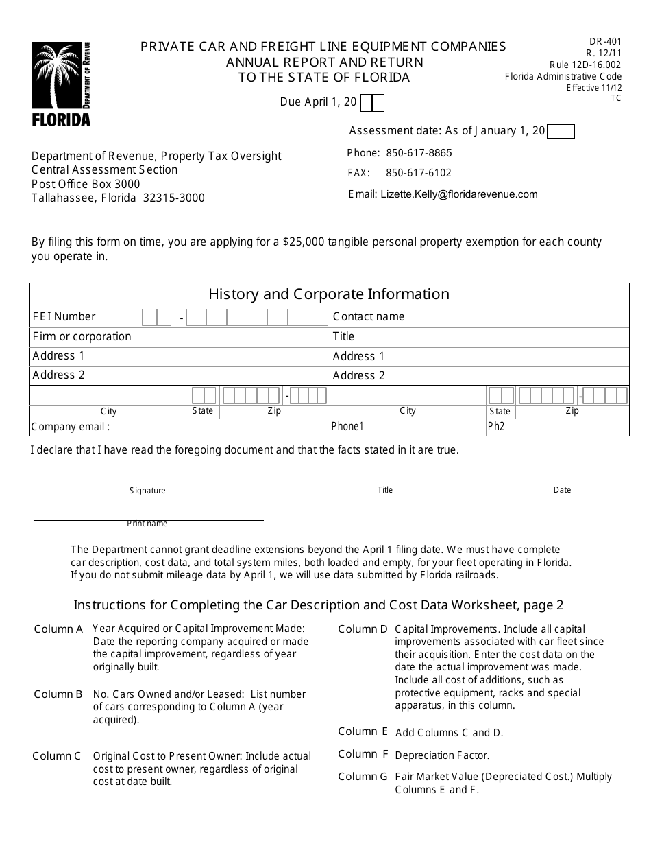 Form DR-401 - Fill Out, Sign Online and Download Fillable PDF, Florida ...