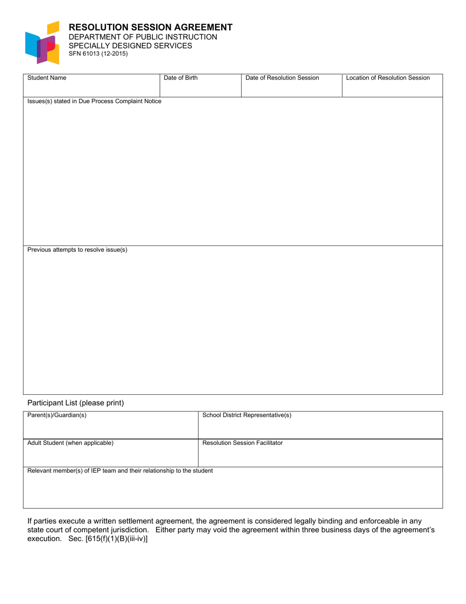 Form SFN61013 - Fill Out, Sign Online and Download Fillable PDF, North ...