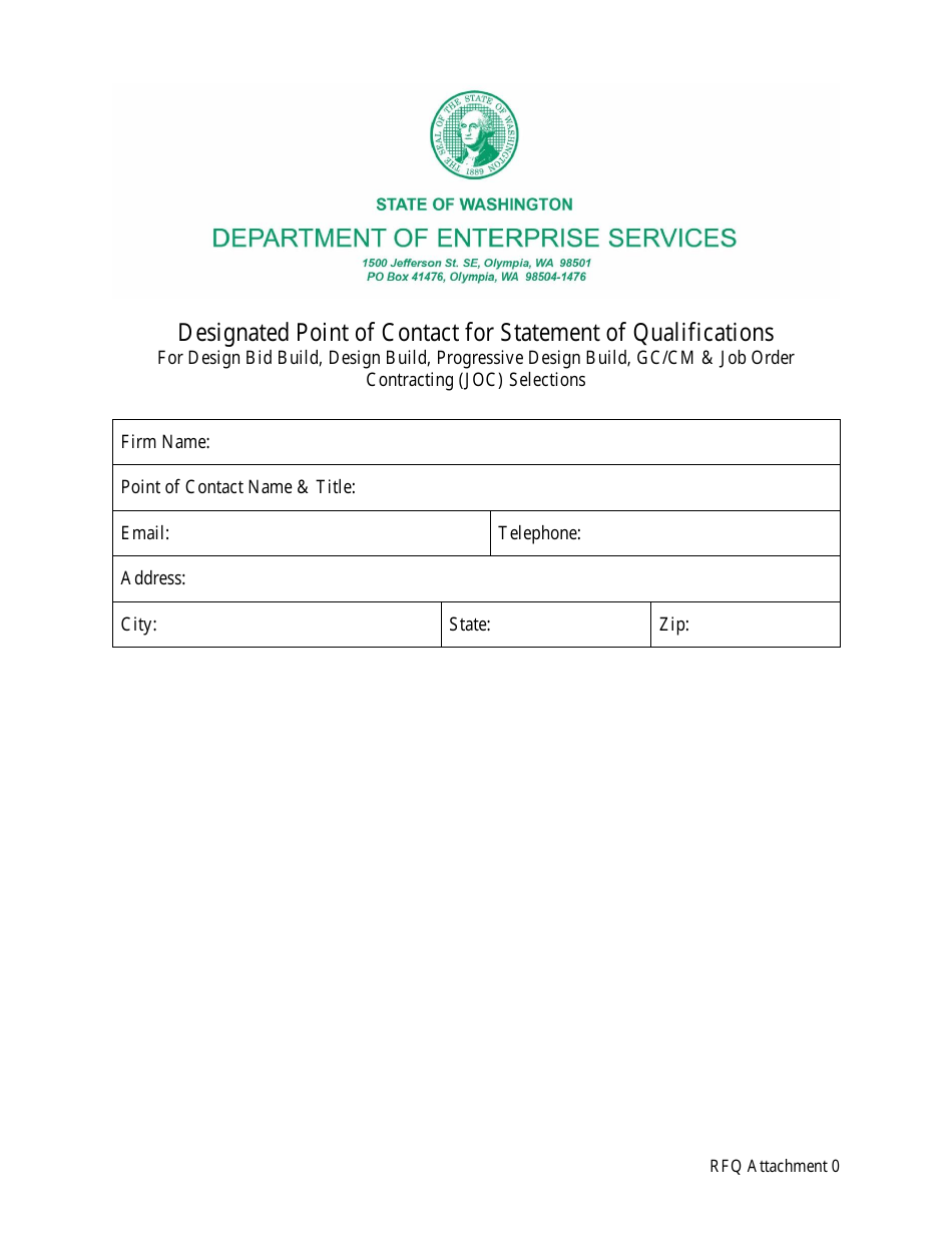 Washington Designated Point of Contact for Statement of Qualifications ...