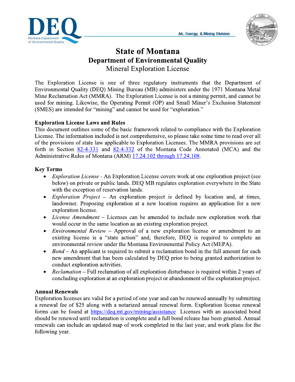 Montana Application for Exploration License - Fill Out, Sign Online and ...