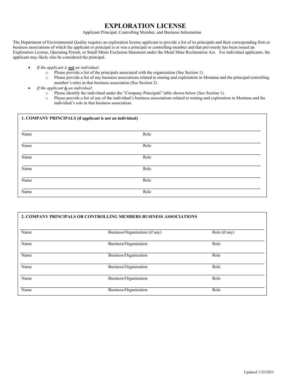 Montana Application for Exploration License - Fill Out, Sign Online and ... Montana Application for Exploration License - Fill Out, Sign Online and ...