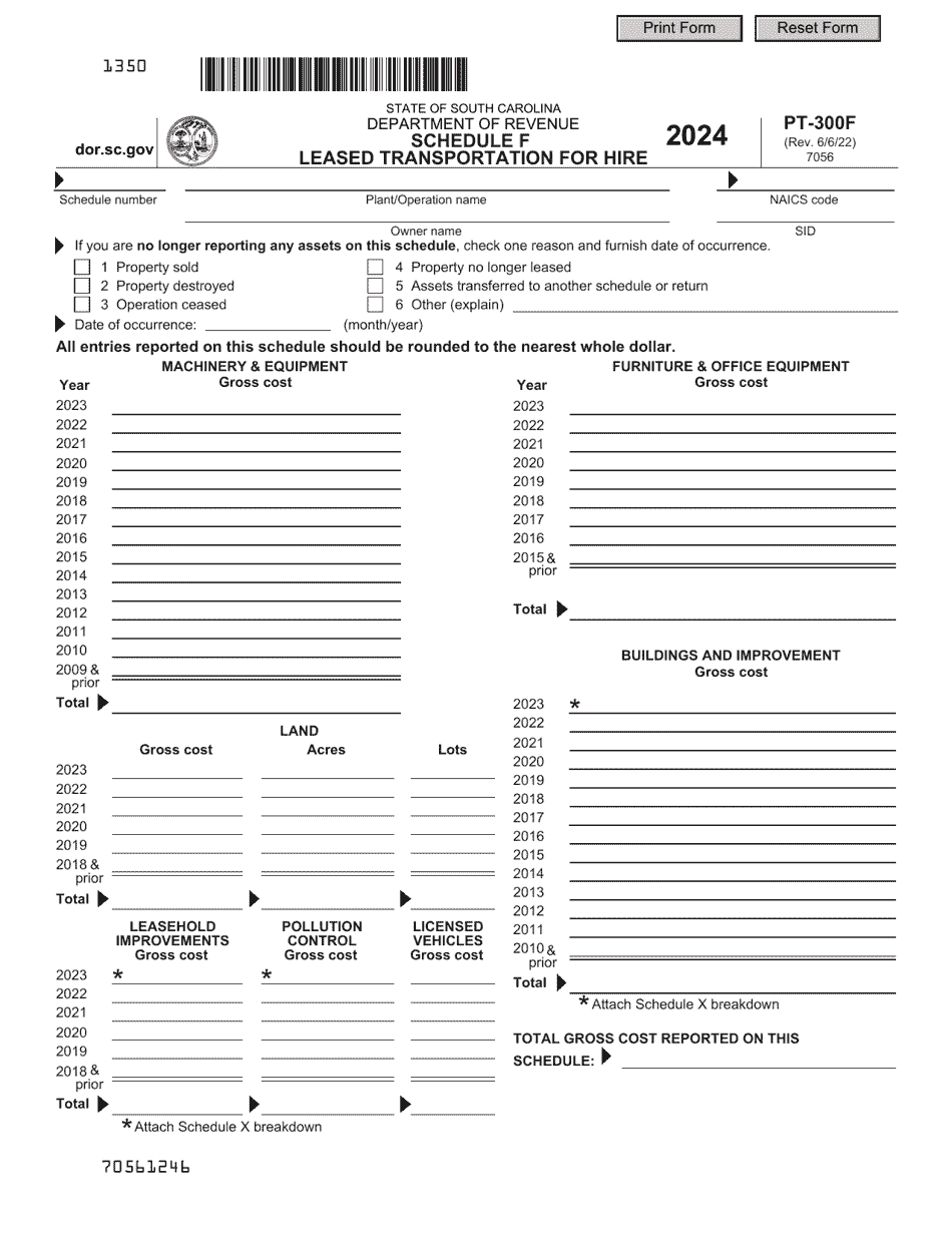 Form PT-300F Schedule F - 2024 - Fill Out, Sign Online and Download ...