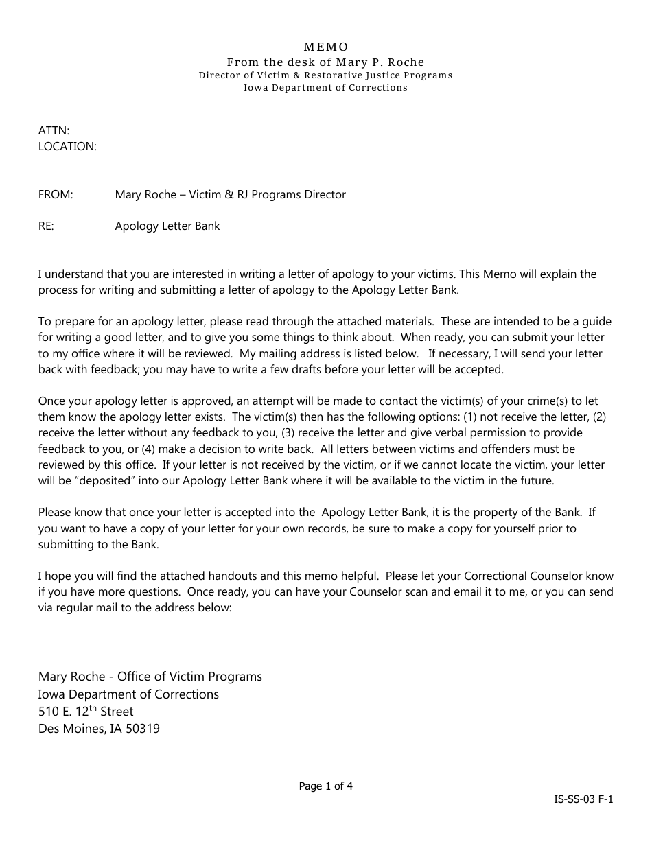 Iowa Apology Letter Cover Sheet - Fill Out, Sign Online and Download ...