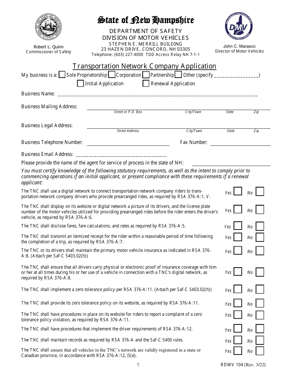 Form RDMV104 Download Fillable PDF or Fill Online Transportation ...