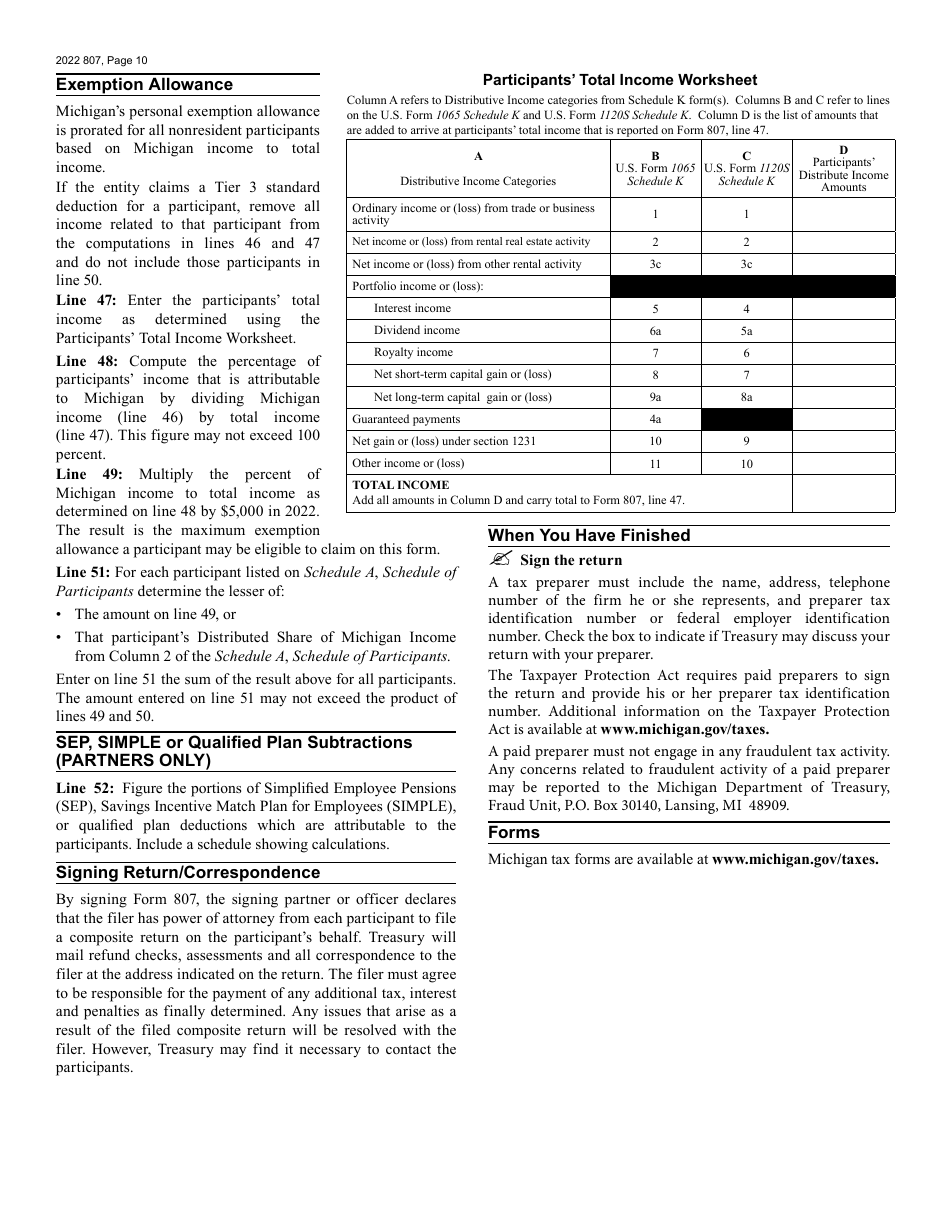 Form 807 Download Fillable PDF or Fill Online Michigan Composite ... Form 807 Download Fillable PDF or Fill Online Michigan Composite ...