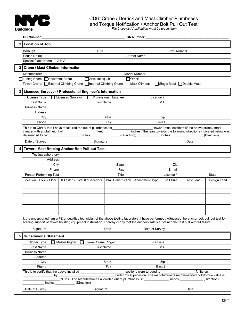 Form CD6 - Fill Out, Sign Online and Download Fillable PDF, New York ...