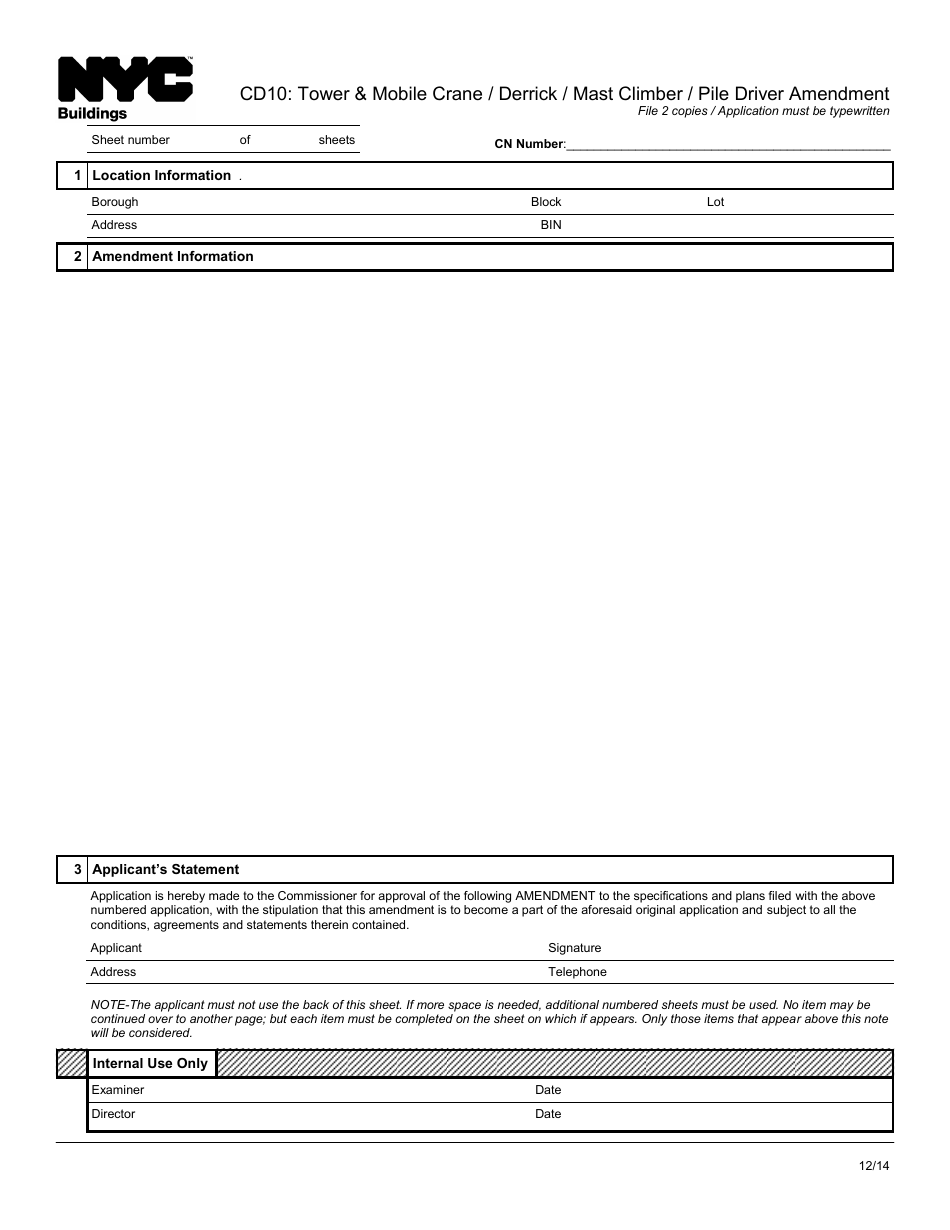 Form CD10 - Fill Out, Sign Online and Download Fillable PDF, New York ...