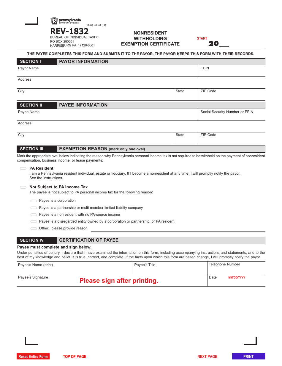 Form REV-1832 Download Fillable PDF or Fill Online Nonresident ...
