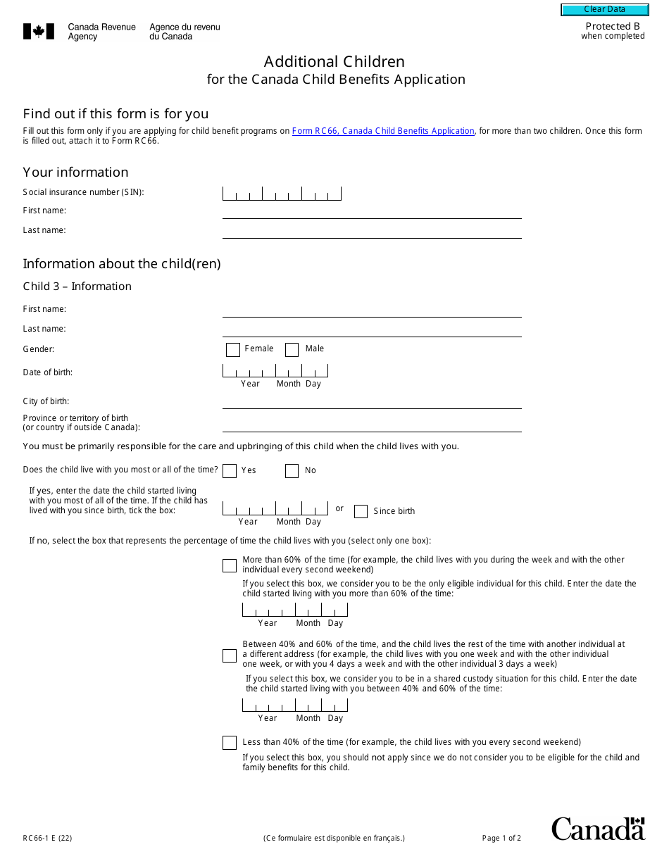 Form RC66-1 - Fill Out, Sign Online and Download Fillable PDF, Canada ...
