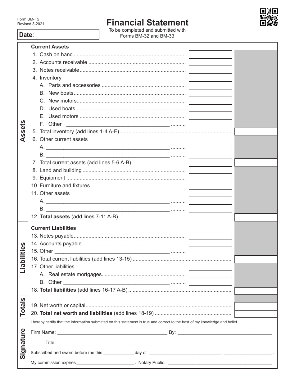 Form BM-FS - Fill Out, Sign Online and Download Fillable PDF, Oklahoma ...