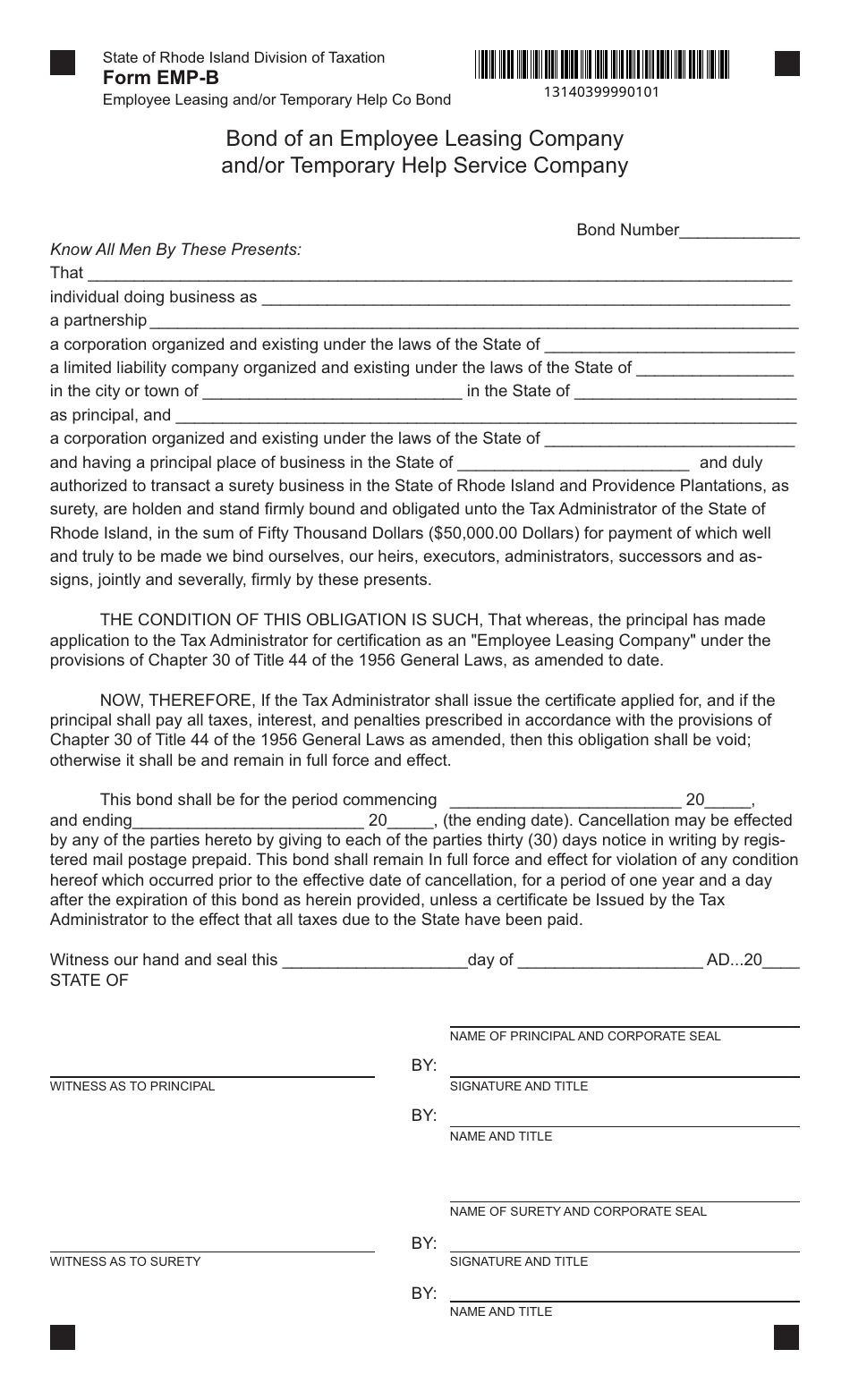 Form EMP-B - Fill Out, Sign Online and Download Fillable PDF, Rhode ...