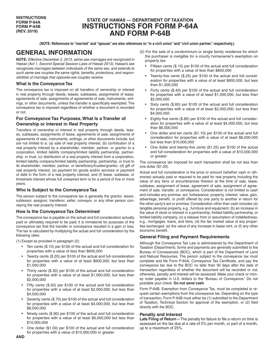 Download Instructions for Form P-64A, P-64B PDF | Templateroller