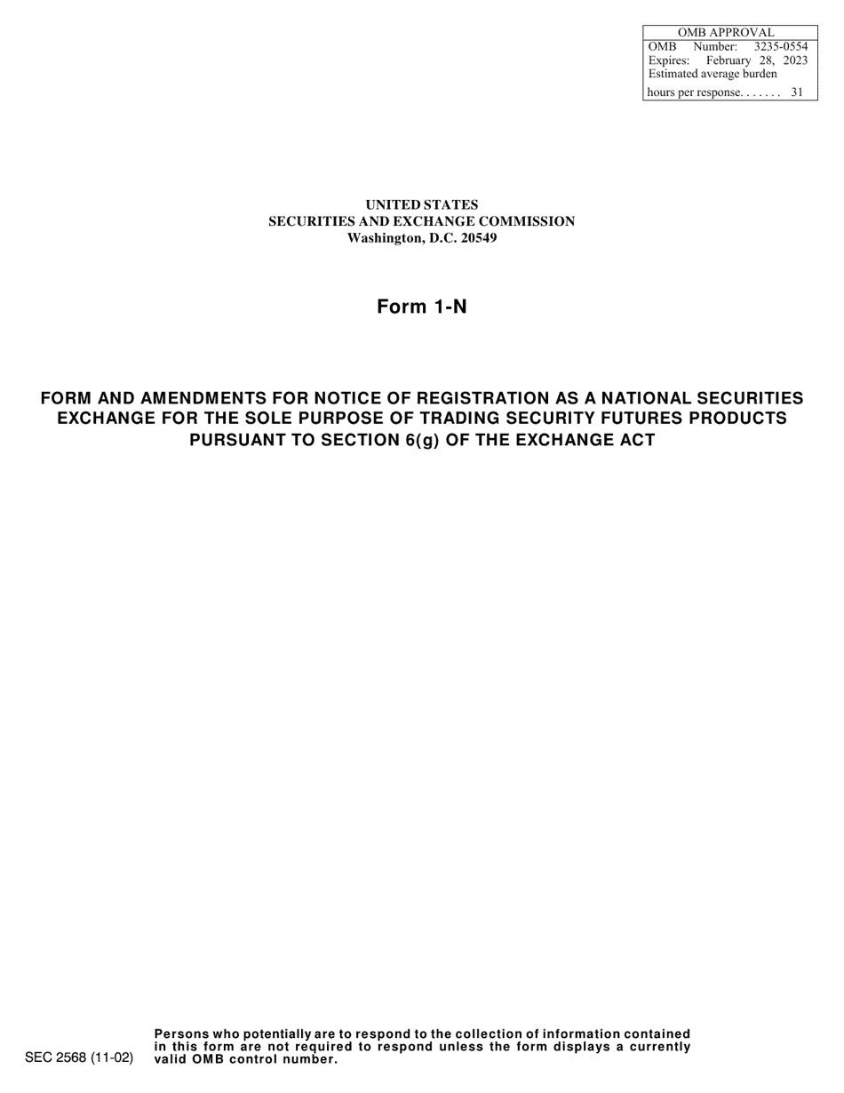 Form 1-N (SEC Form 2568) - Fill Out, Sign Online and Download Printable PDF | Templateroller