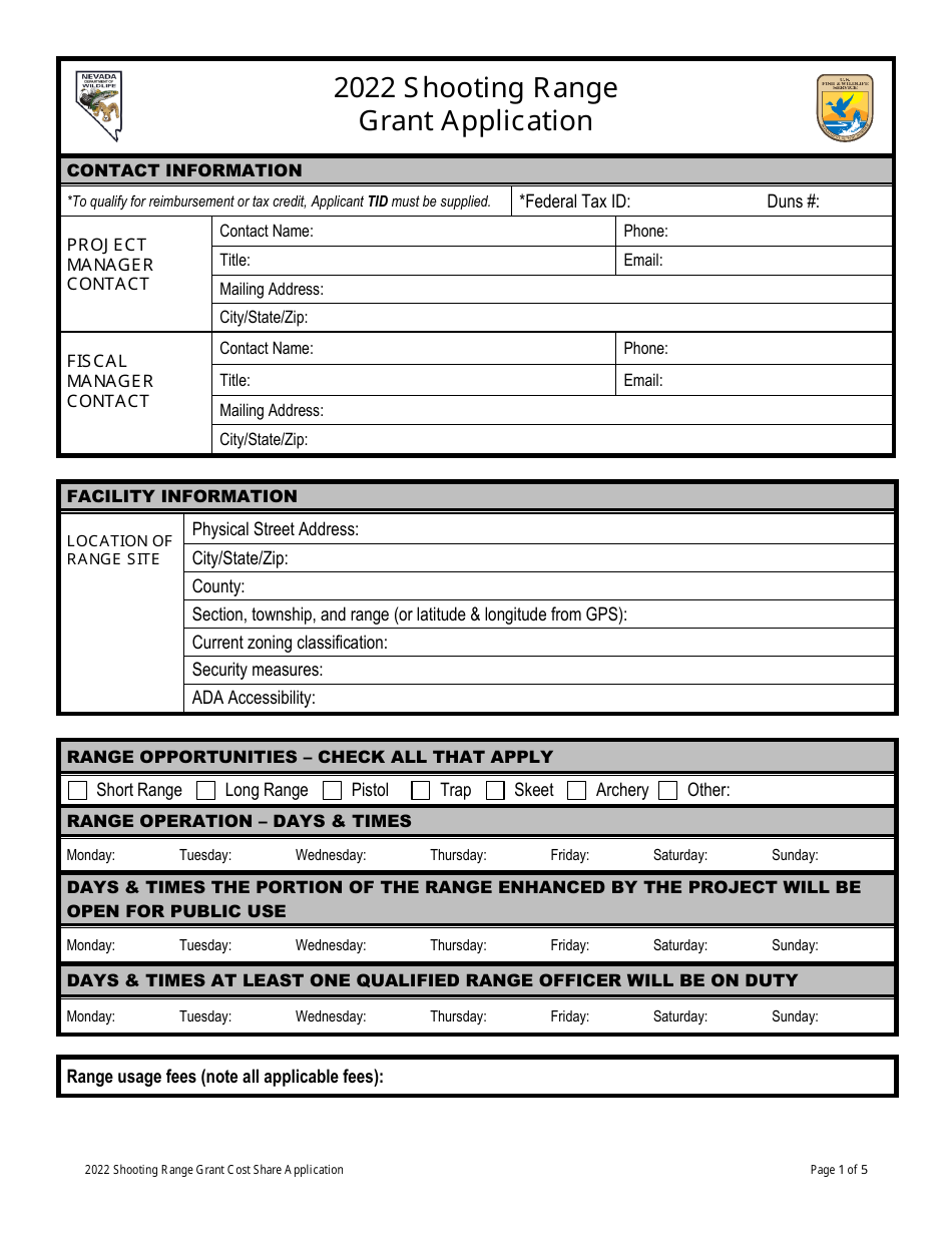 2023 Nevada Shooting Range Grant Application - Fill Out, Sign Online ...
