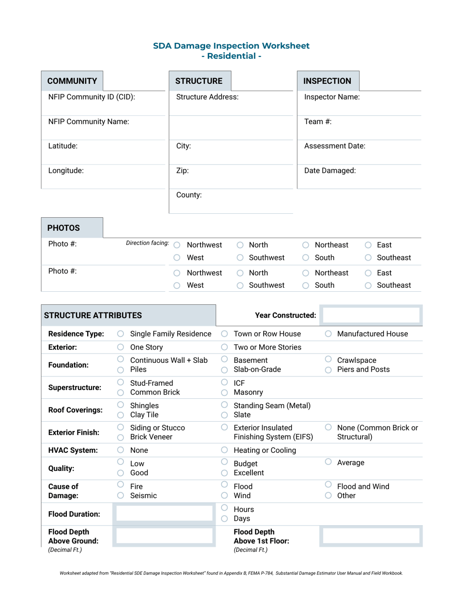 Nebraska Sda Damage Inspection Worksheet - Residential - Fill Out, Sign ...