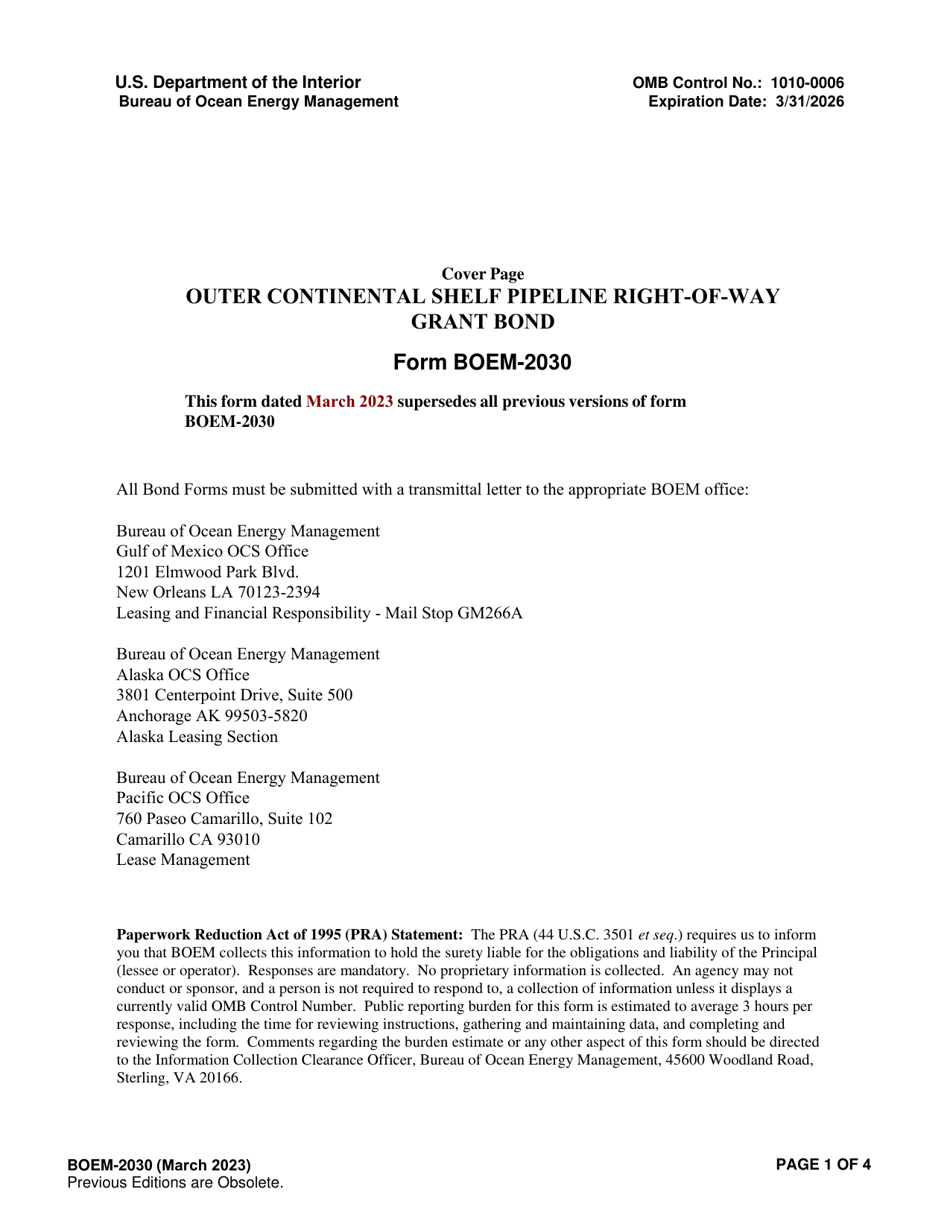 Form BOEM-2030 - Fill Out, Sign Online and Download Fillable PDF ...