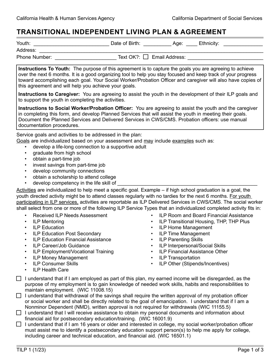 Form TILP1 Download Fillable PDF or Fill Online Transitional ...