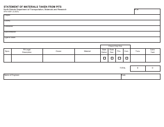Form SFN10061 Download Fillable PDF or Fill Online Statement of Materials Taken From Pits, North ...
