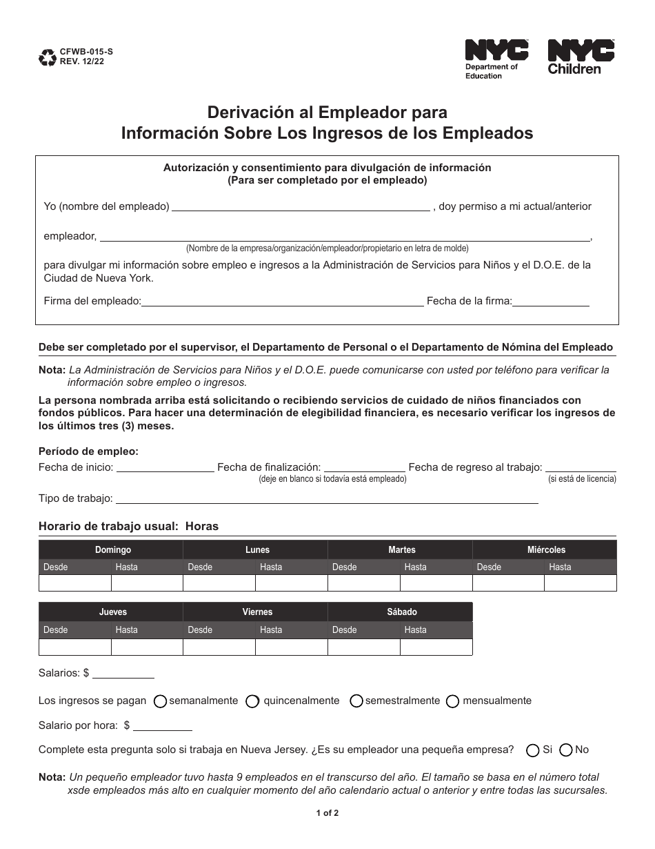 Formulario CFWB-015 - Fill Out, Sign Online and Download Fillable PDF ...