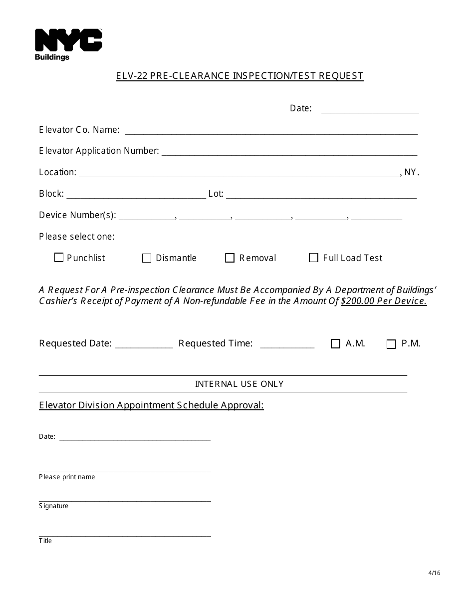 Form ELV-22 - Fill Out, Sign Online and Download Fillable PDF, New York ...