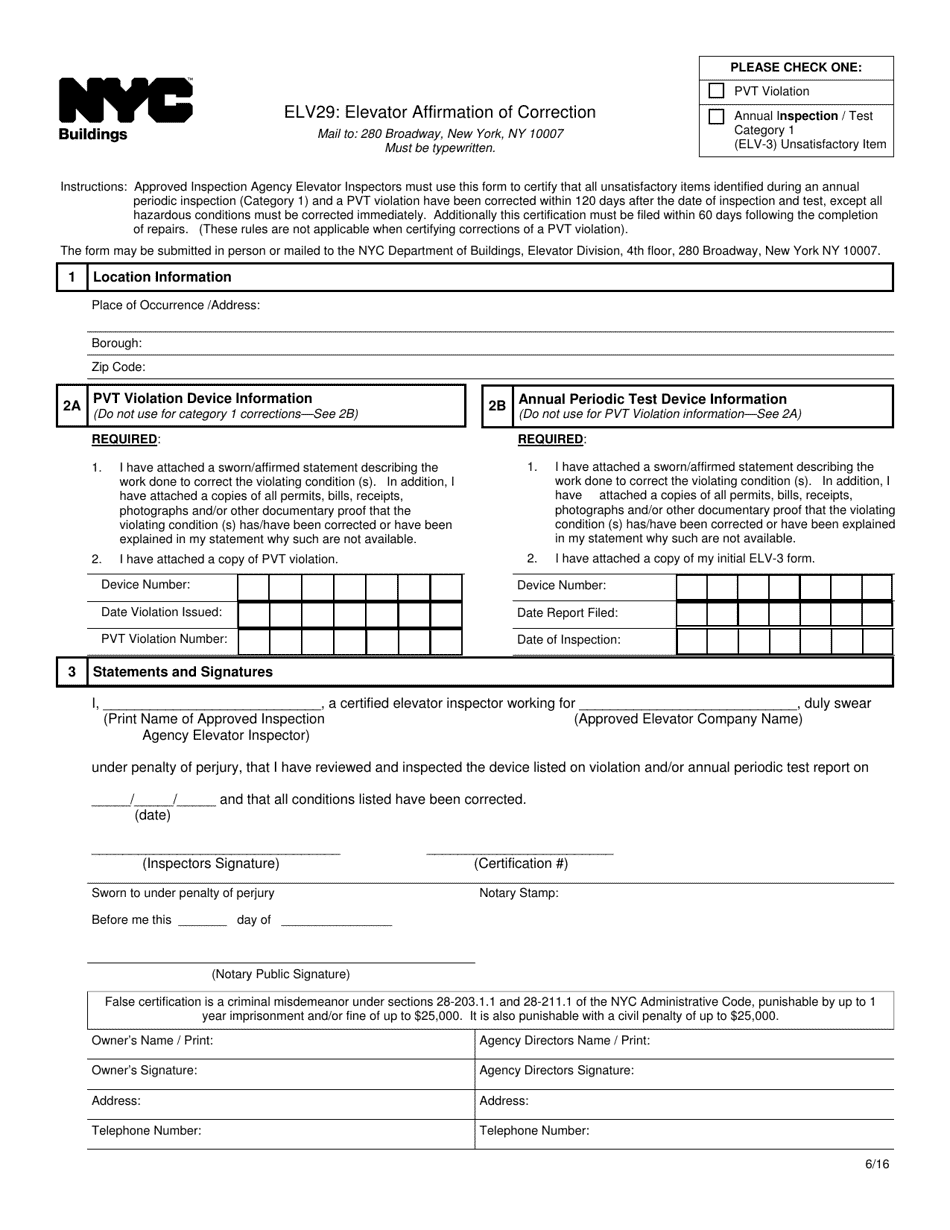 Form ELV29 - Fill Out, Sign Online and Download Fillable PDF, New York ...