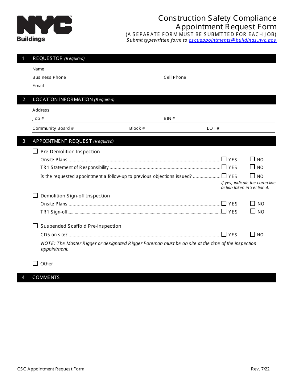 New York City Construction Safety Compliance Appointment Request Form ...