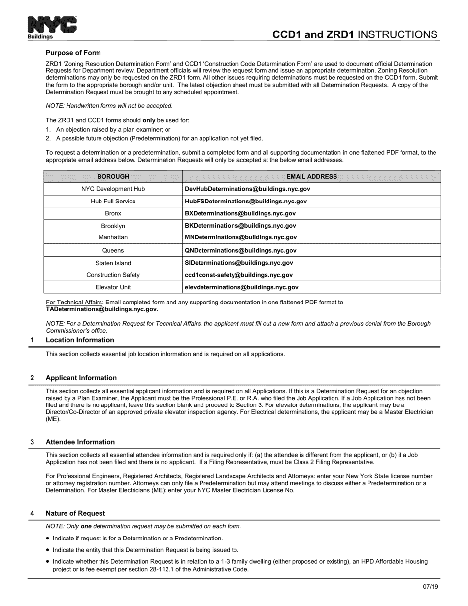 Download Instructions for Form CCD1, ZRD1 PDF | Templateroller