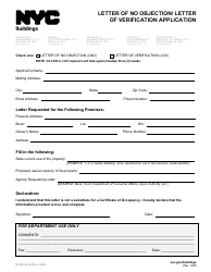 New York City Letter of No Objection (Lno) or Letter of Verification ...