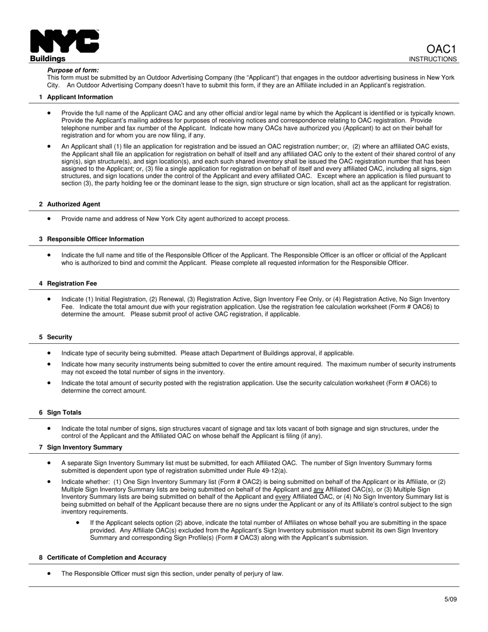 Download Instructions for Form OAC1 Outdoor Advertising Company ...