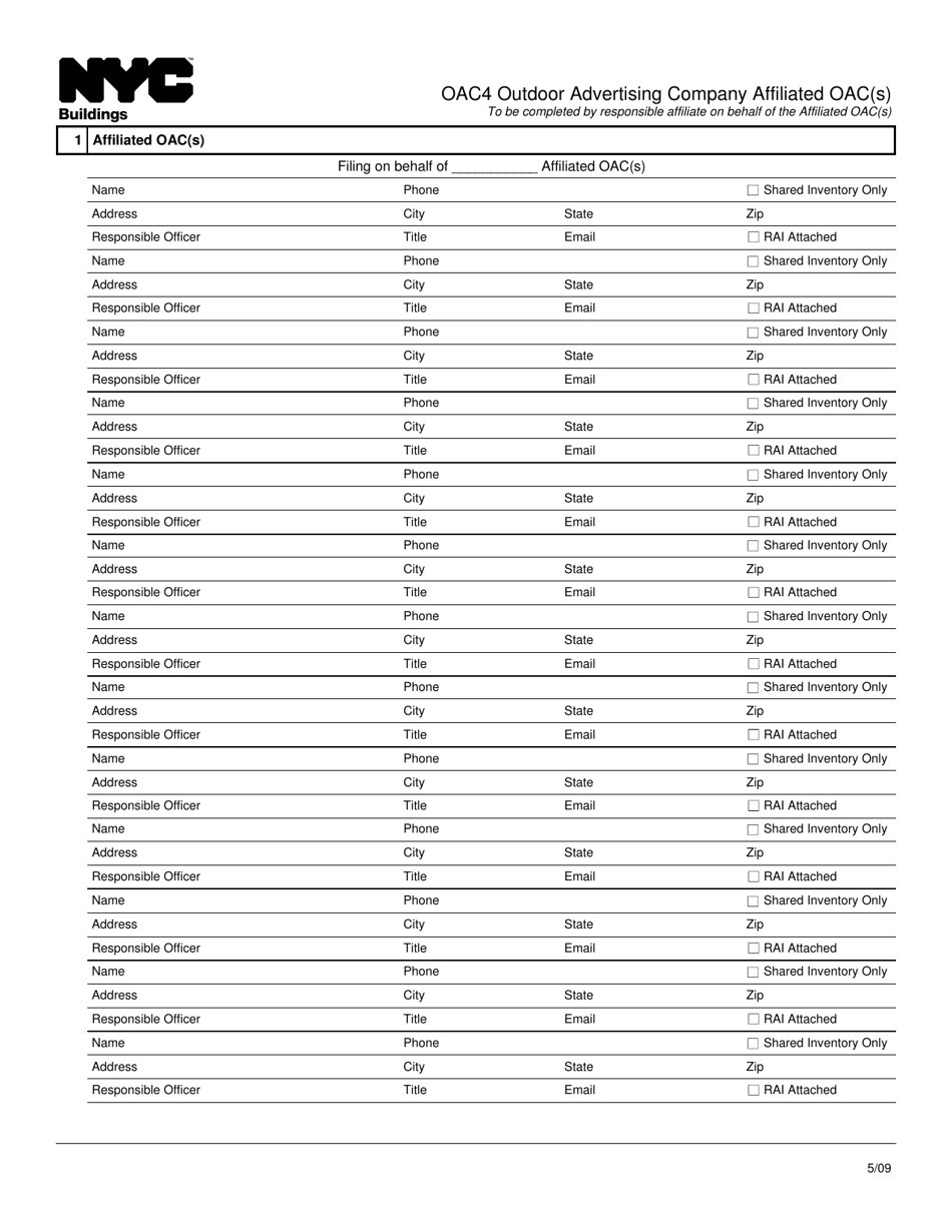 Form OAC4 - Fill Out, Sign Online and Download Fillable PDF, New York ...