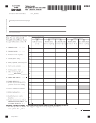 Maryland Form 504NR (COM/RAD-319) - 2022 - Fill Out, Sign Online and ...