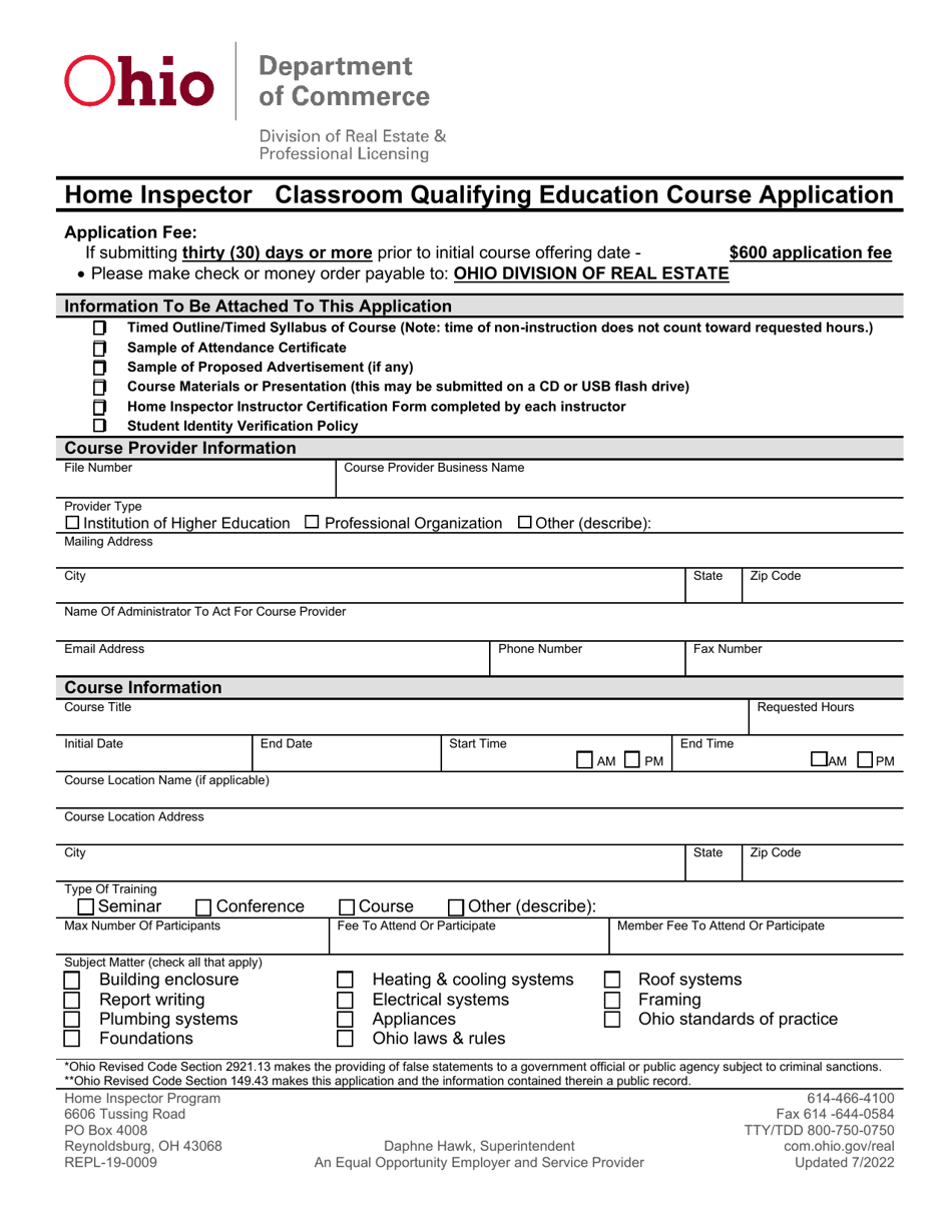 Form REPL-19-009 - Fill Out, Sign Online and Download Fillable PDF ...
