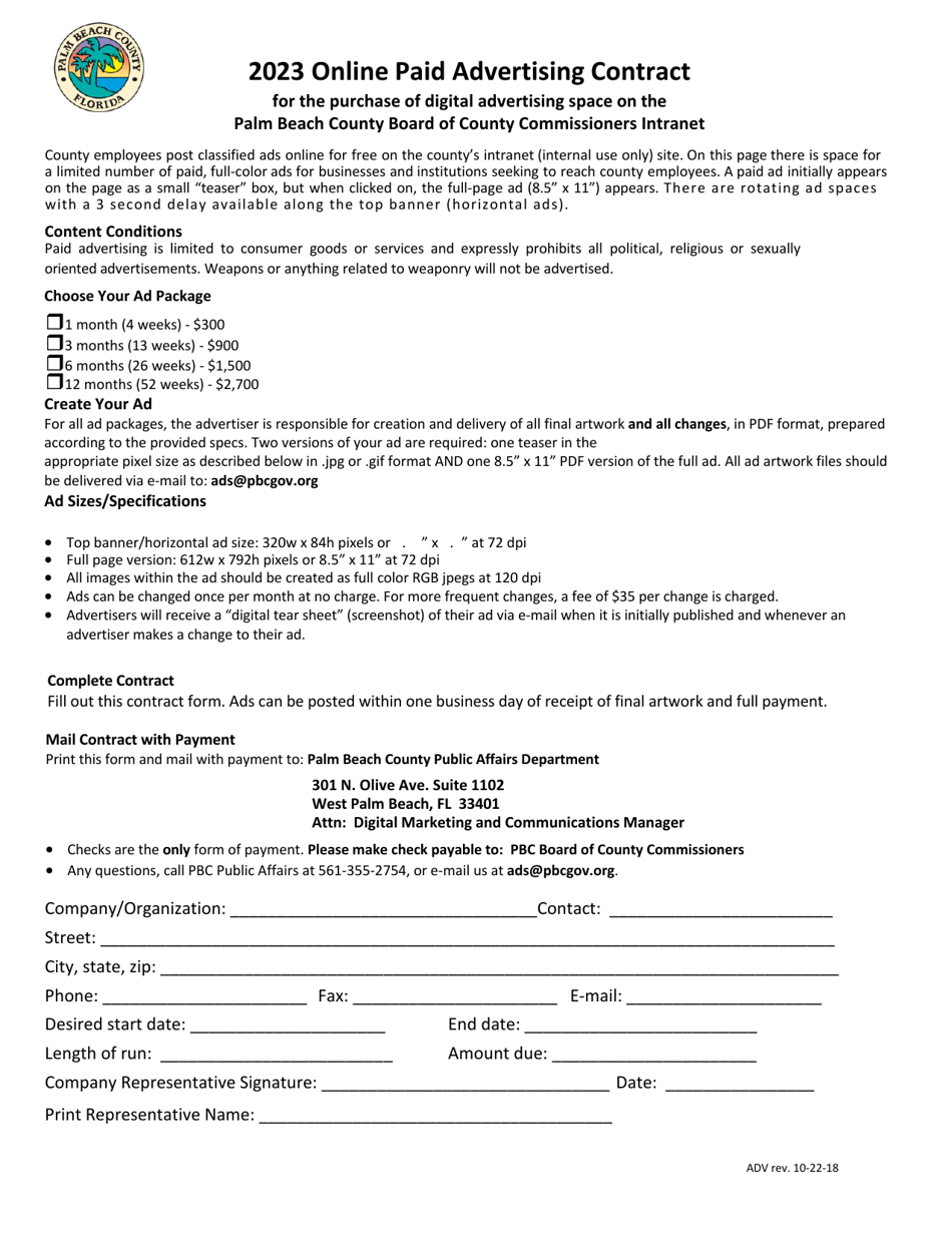 2023 Palm Beach County, Florida Online Paid Advertising Contract for the Purchase of Digital ...