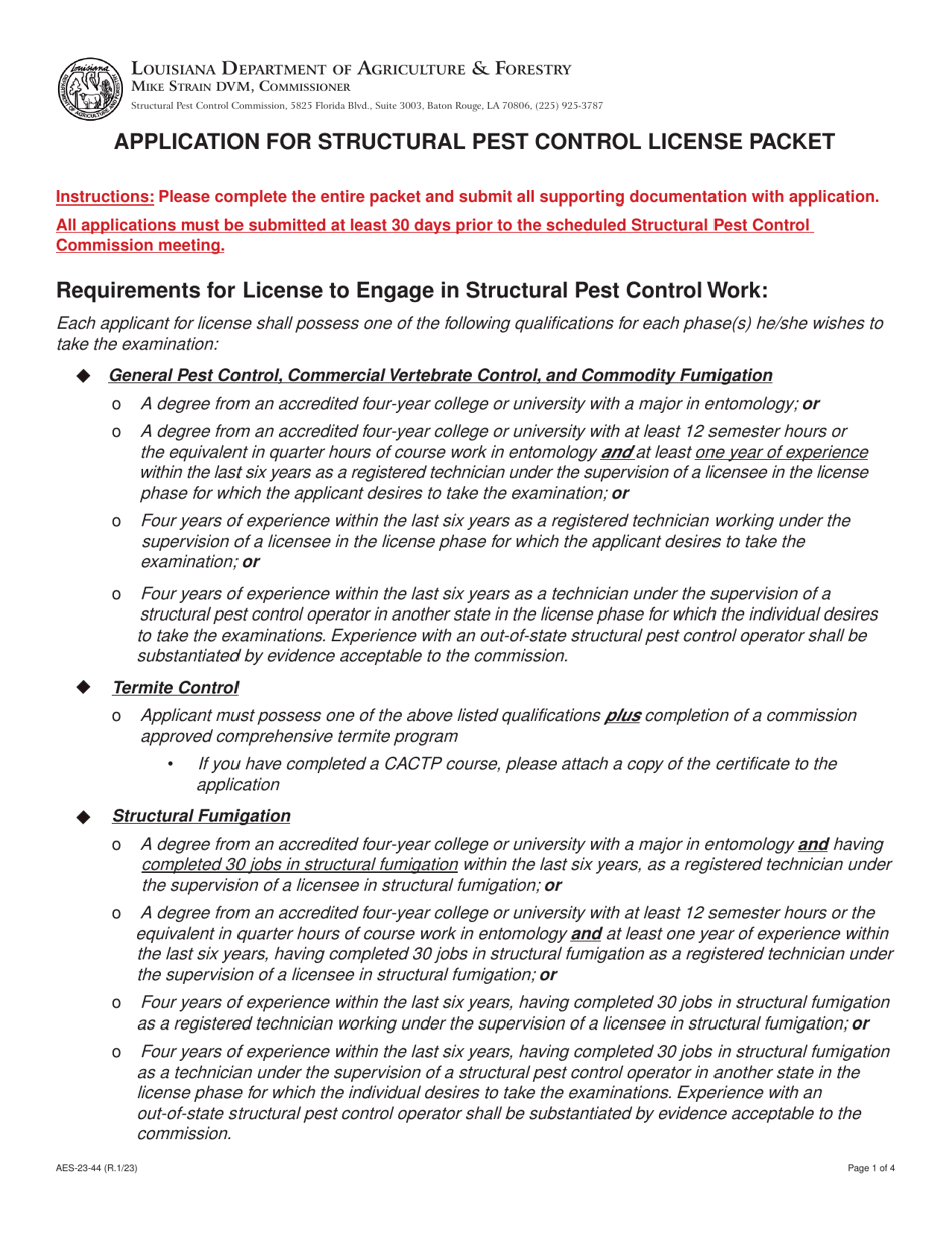 Form AES-23-44 - Fill Out, Sign Online and Download Fillable PDF ...