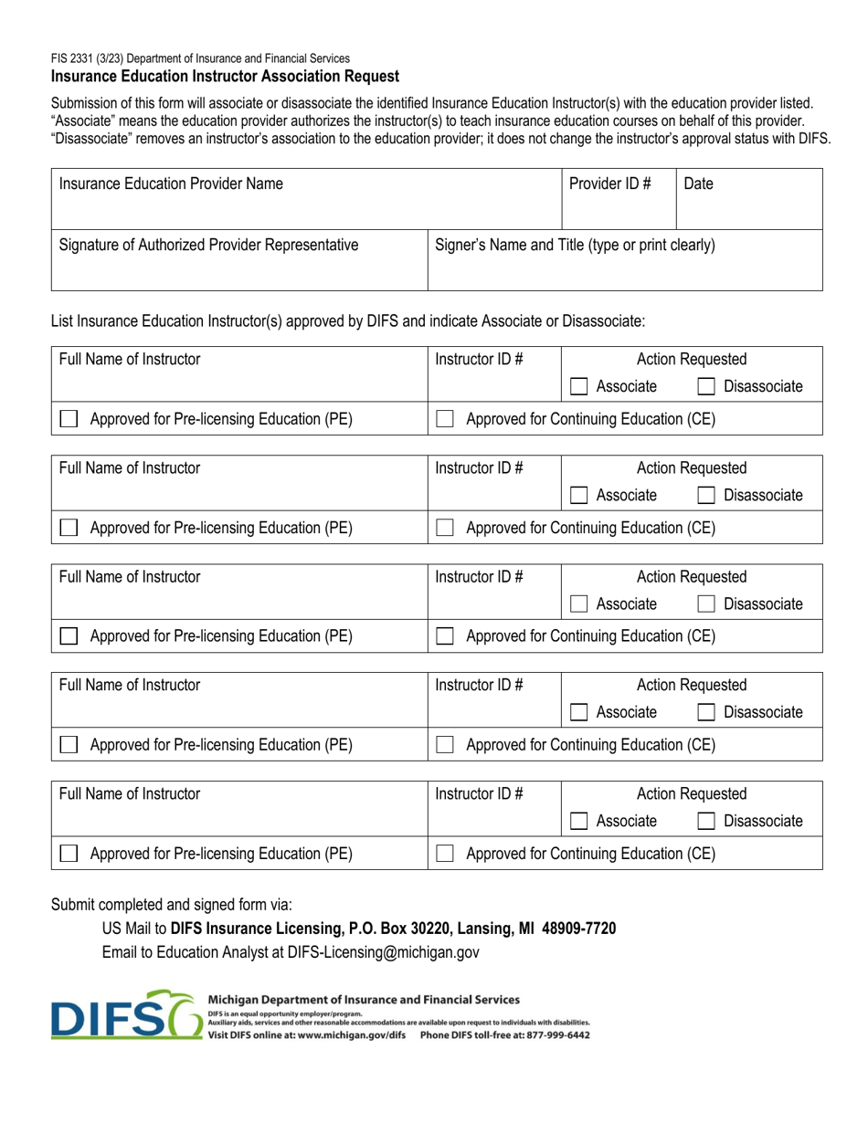 Form FIS2331 - Fill Out, Sign Online and Download Fillable PDF ...