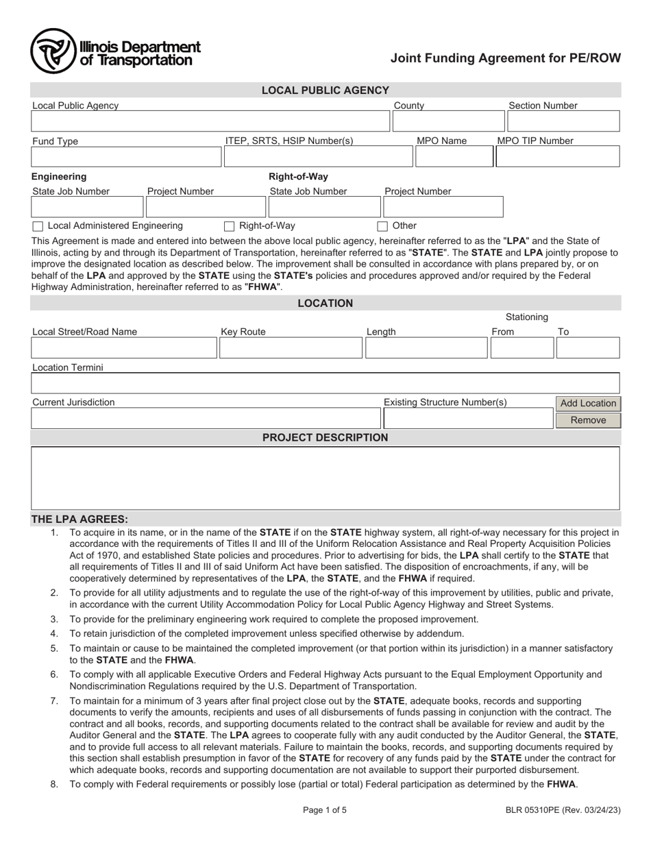 Form BLR05310PE Download Fillable PDF or Fill Online Joint Funding ...
