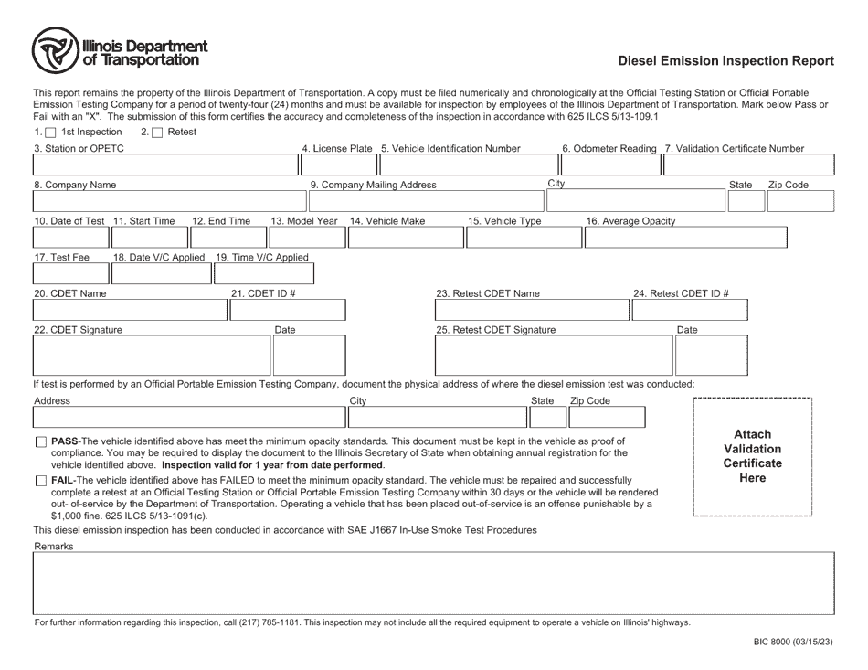 Form BIC8000 - Fill Out, Sign Online and Download Fillable PDF ...