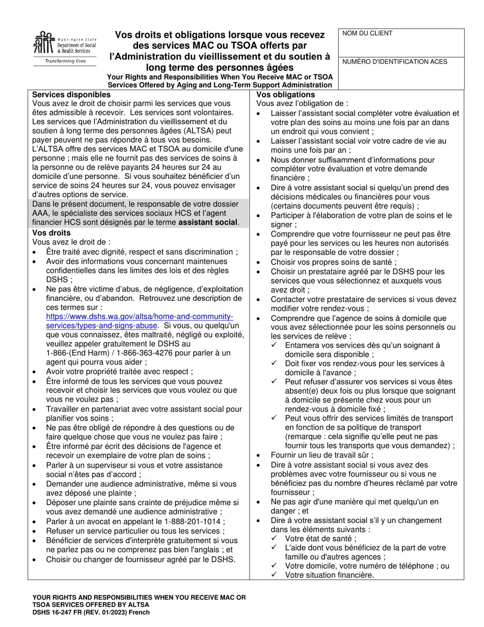 DSHS Forme 16-247 - Fill Out, Sign Online and Download Printable PDF ...