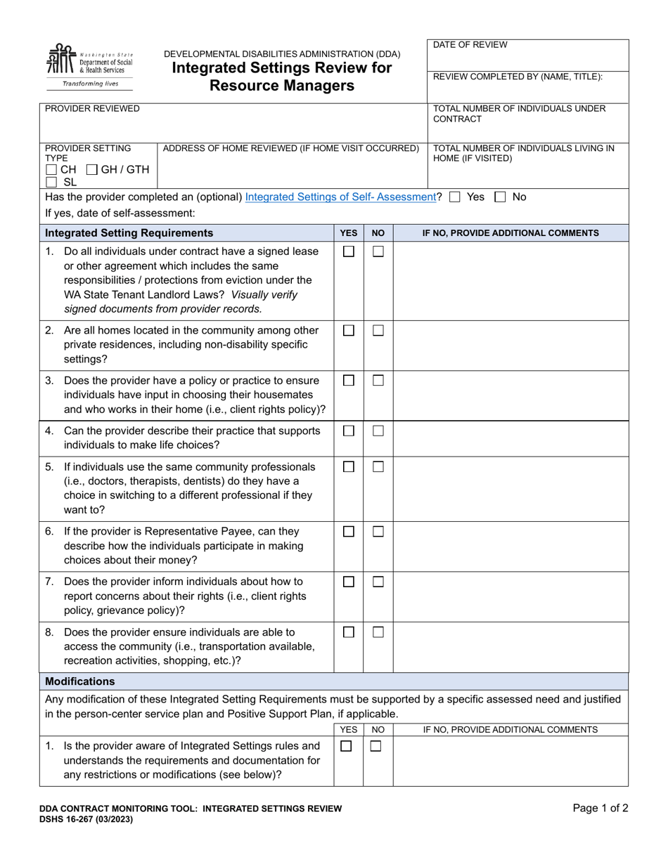 DSHS Form 16-267 - Fill Out, Sign Online and Download Printable PDF ...