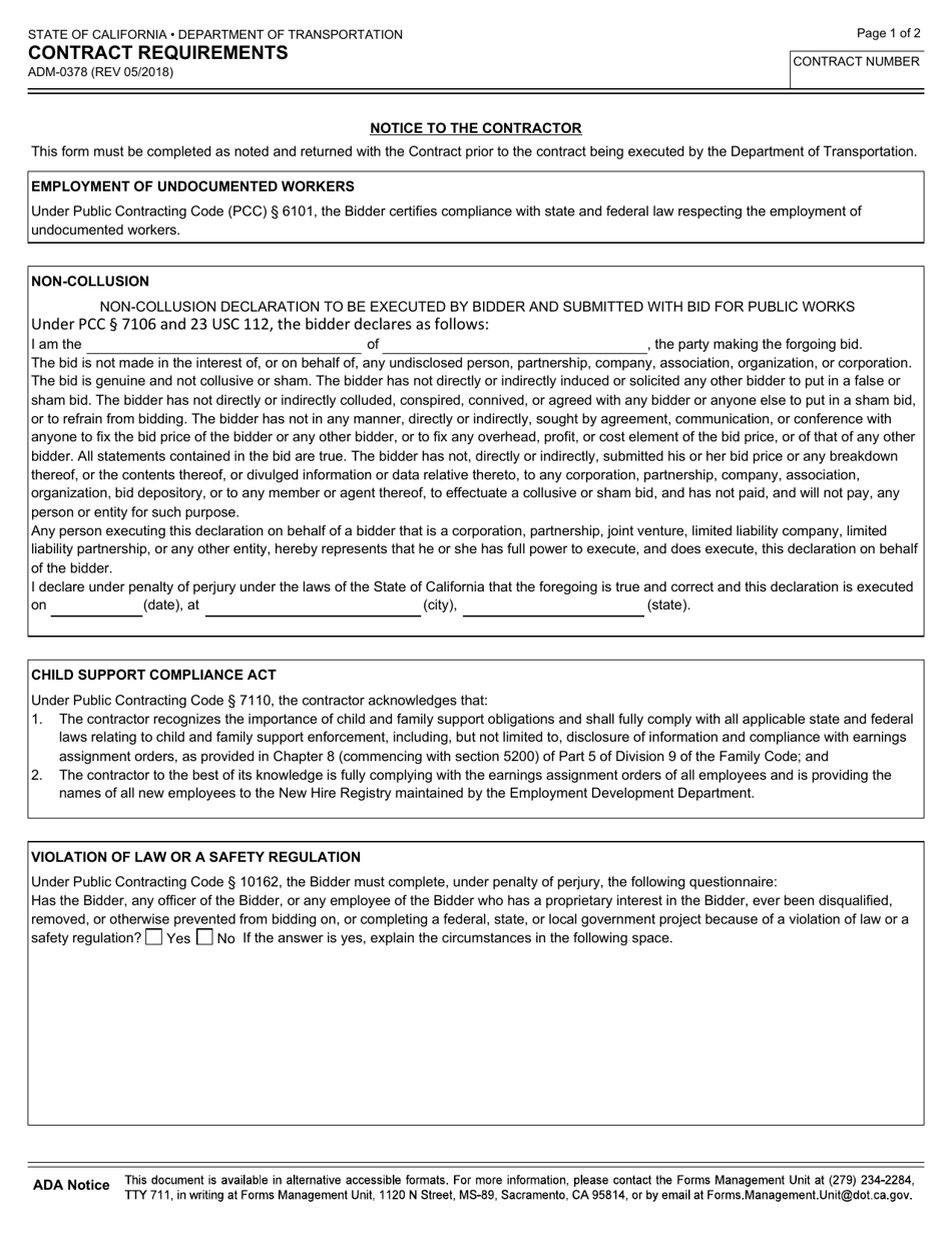Form ADM-0378 - Fill Out, Sign Online and Download Fillable PDF ...