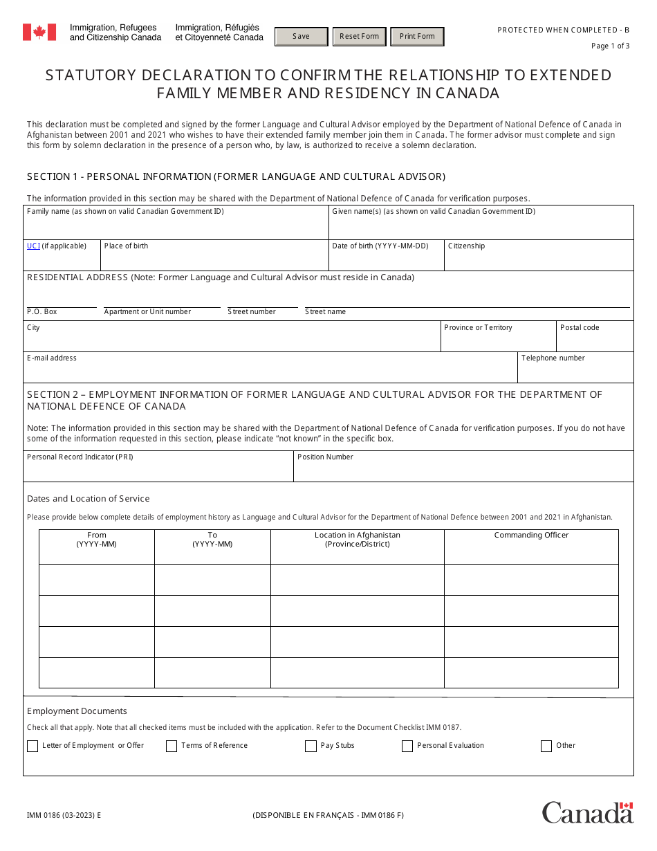 Form IMM0186 - Fill Out, Sign Online and Download Fillable PDF, Canada | Templateroller