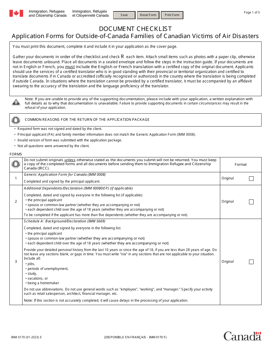 Form IMM0170 - Fill Out, Sign Online and Download Fillable PDF, Canada ...