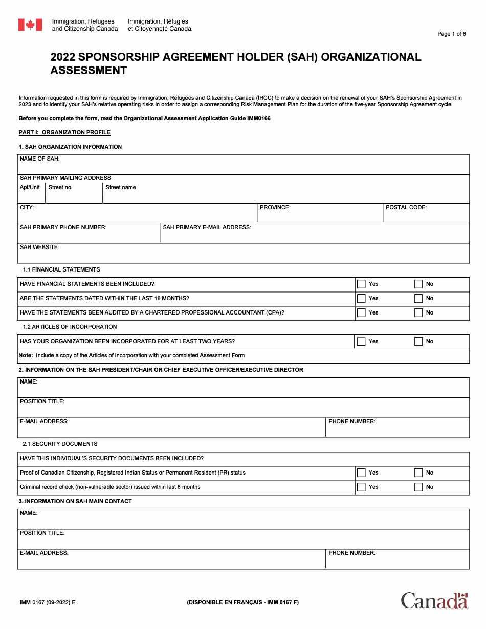 Form IMM0167 - 2022 - Fill Out, Sign Online and Download Printable PDF ...