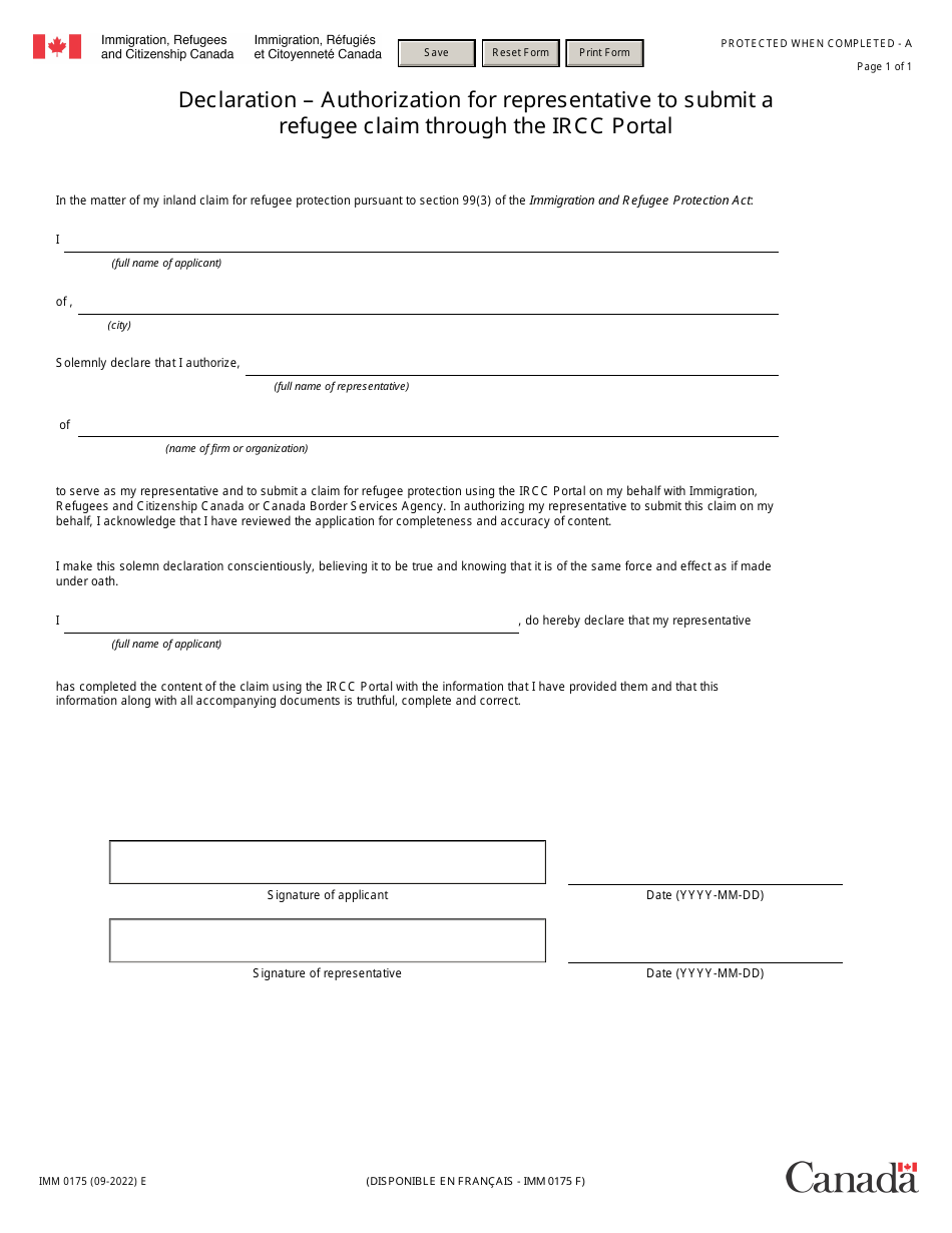 Form IMM0175 - Fill Out, Sign Online and Download Fillable PDF, Canada ...