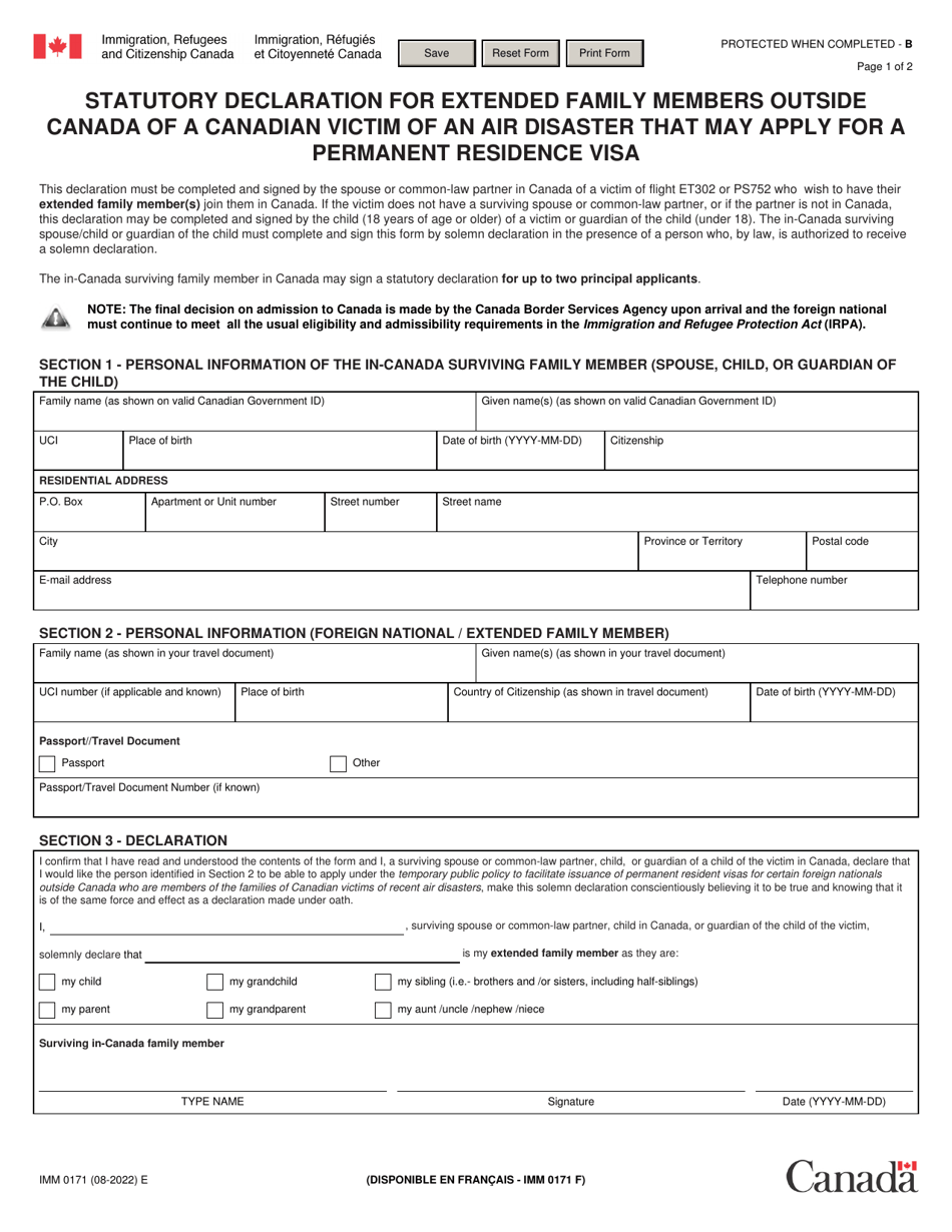 Form IMM0171 - Fill Out, Sign Online and Download Fillable PDF, Canada ...