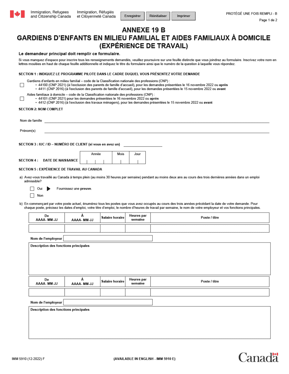 Forme IMM5910 Agenda 19B - Fill Out, Sign Online and Download Fillable ...