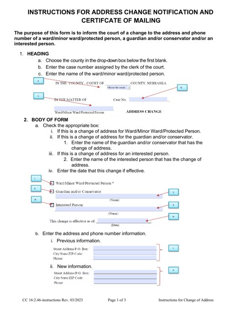 Download Instructions for Form CC16:2.46 Address Change Notification ...