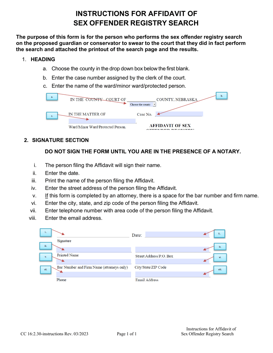 Download Instructions For Form Cc16 2 30 Affidavit Of Sex Offender