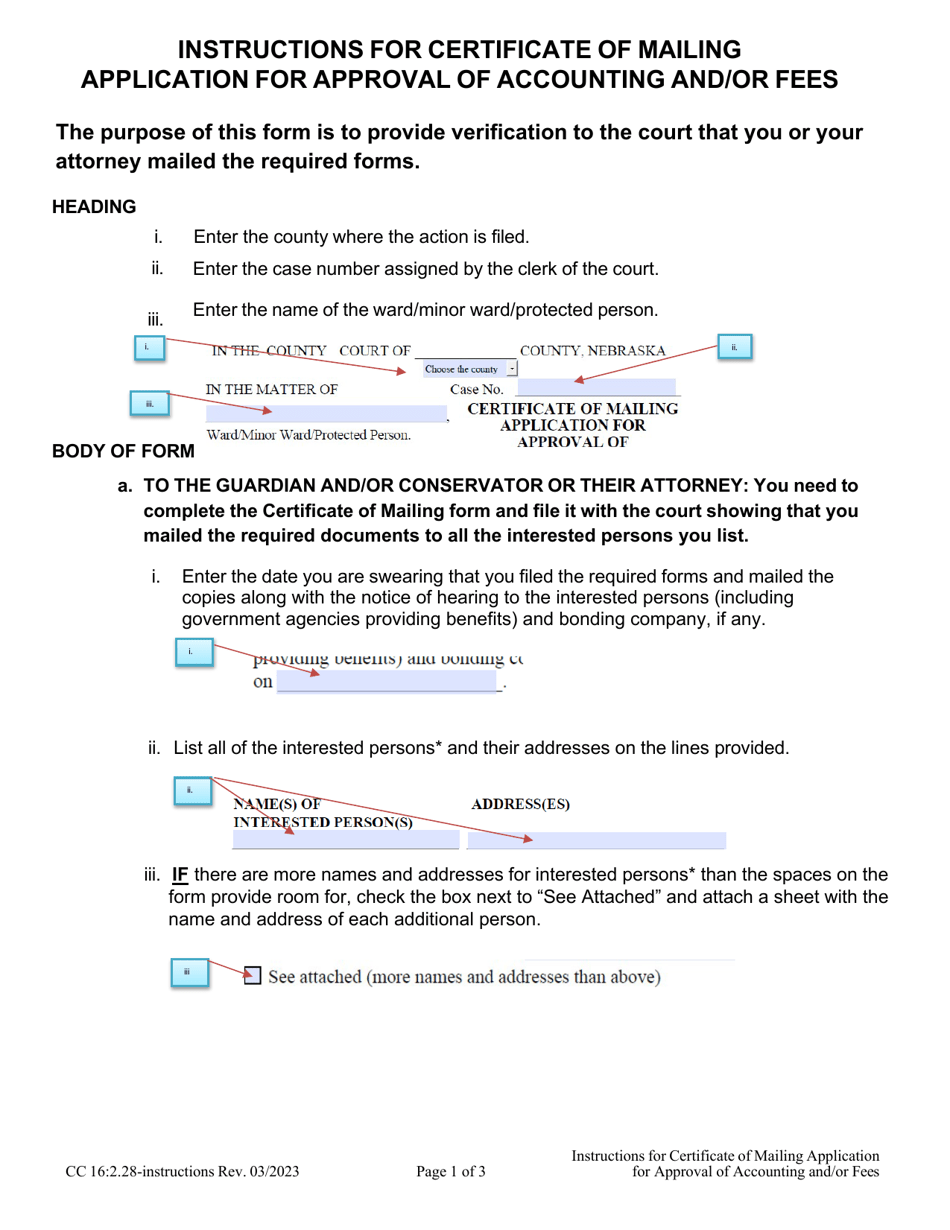 Download Instructions for Form CC16:2.28 Certificate of Mailing ...