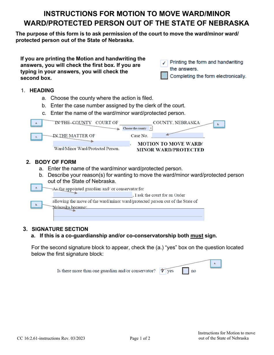 Download Instructions for Form CC16:2.61 Motion to Move Ward/ Minor ...